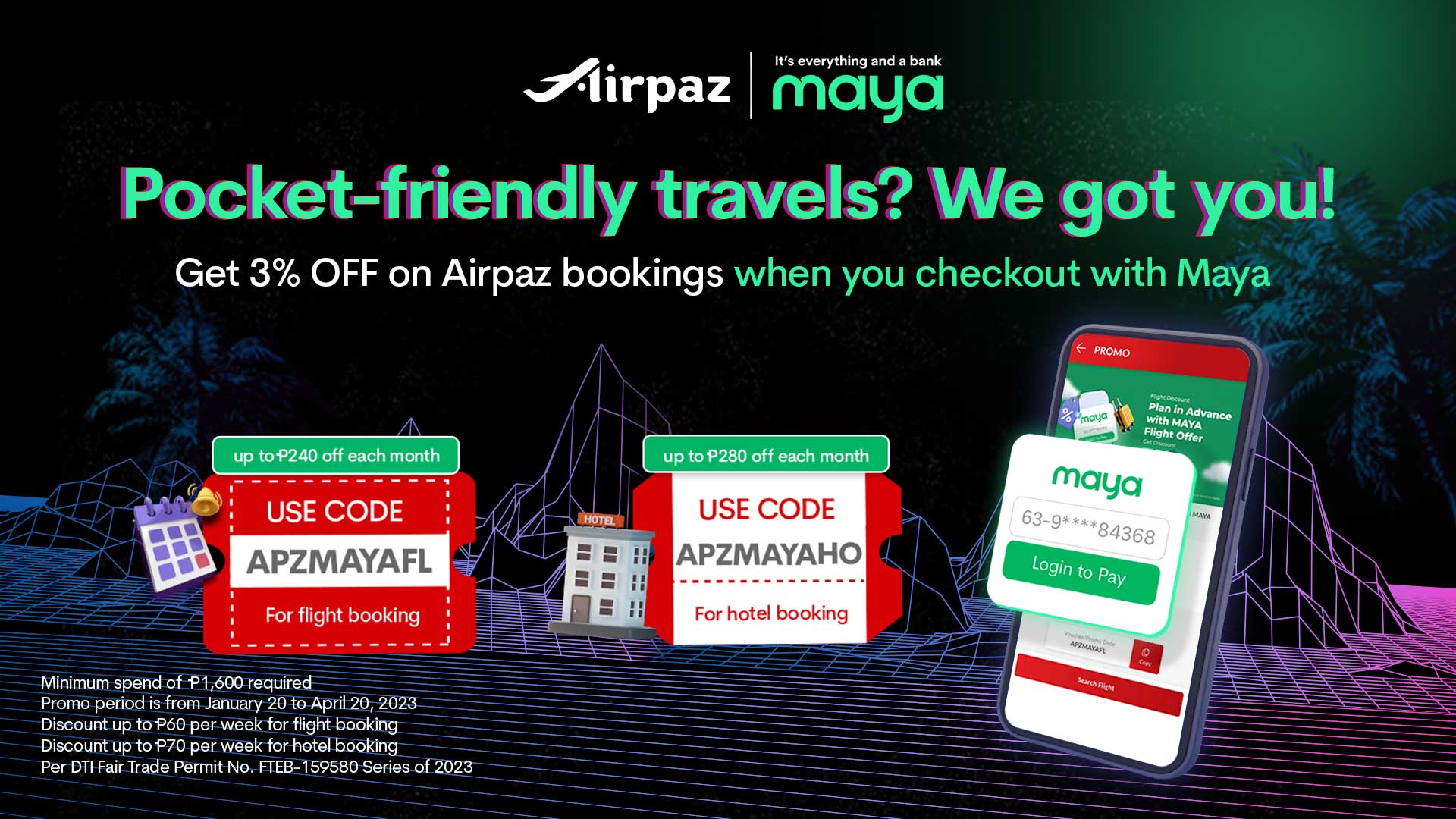 Get up to ₱240 off on flight bookings and up to ₱280 off on hotel bookings each month on Airpaz ...